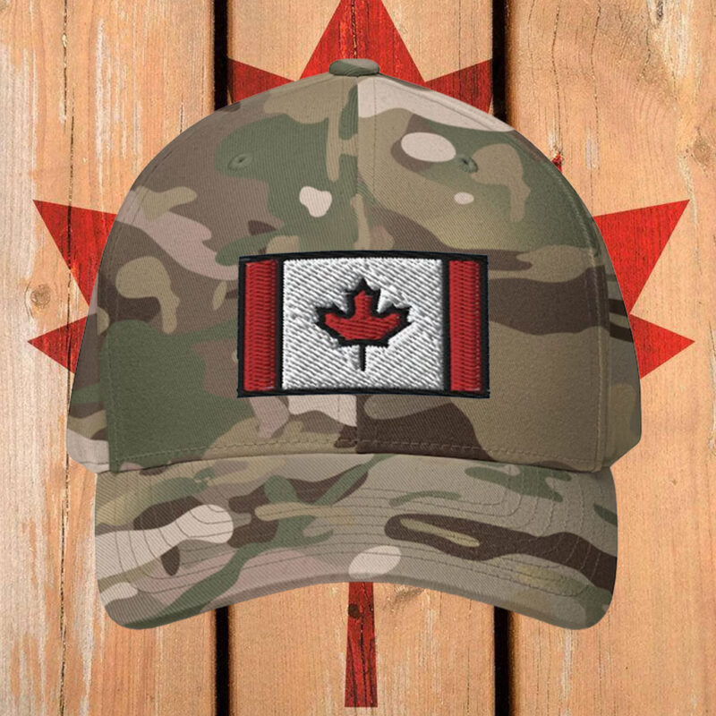 Canadian Flag Embroidered Dad 2025 Hat - Elbows Up Canada
